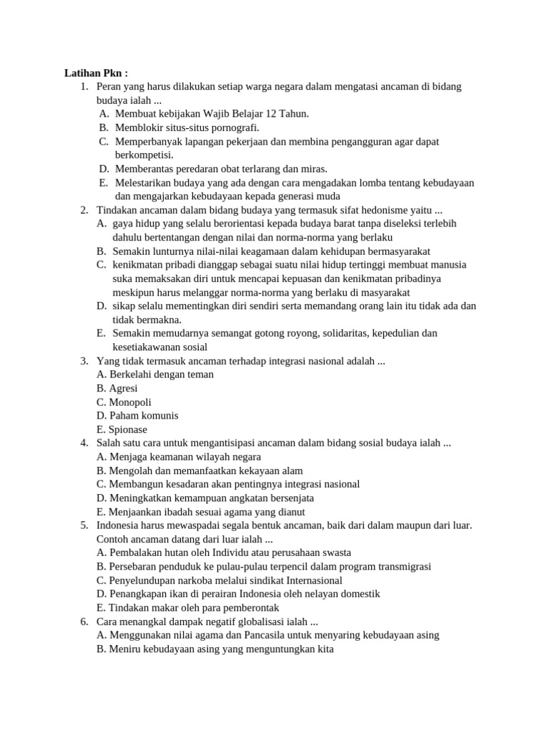 Latihan PKN Kelas XI | PDF