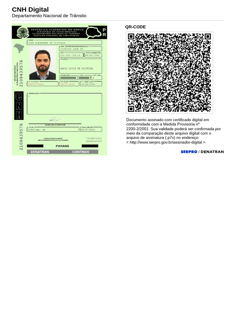 CNH Digital: Validade e Assinatura | PDF