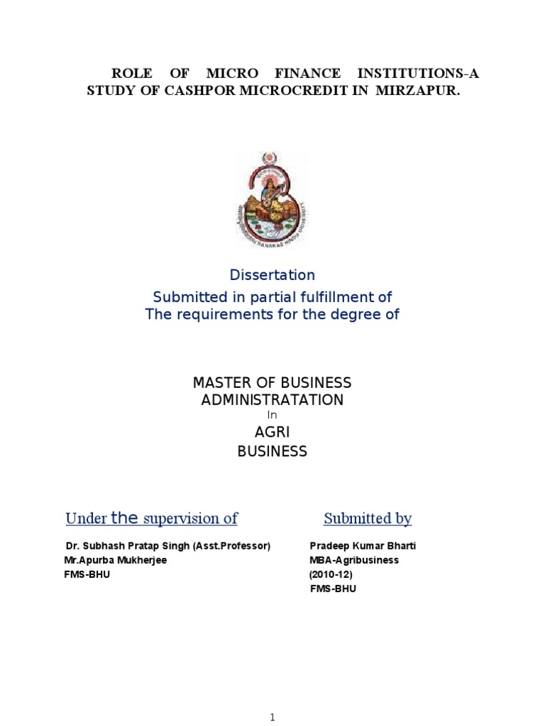 Role of MFI's A Case Study of Cashpor Micro Crdit in Mirzapur. | PDF ...