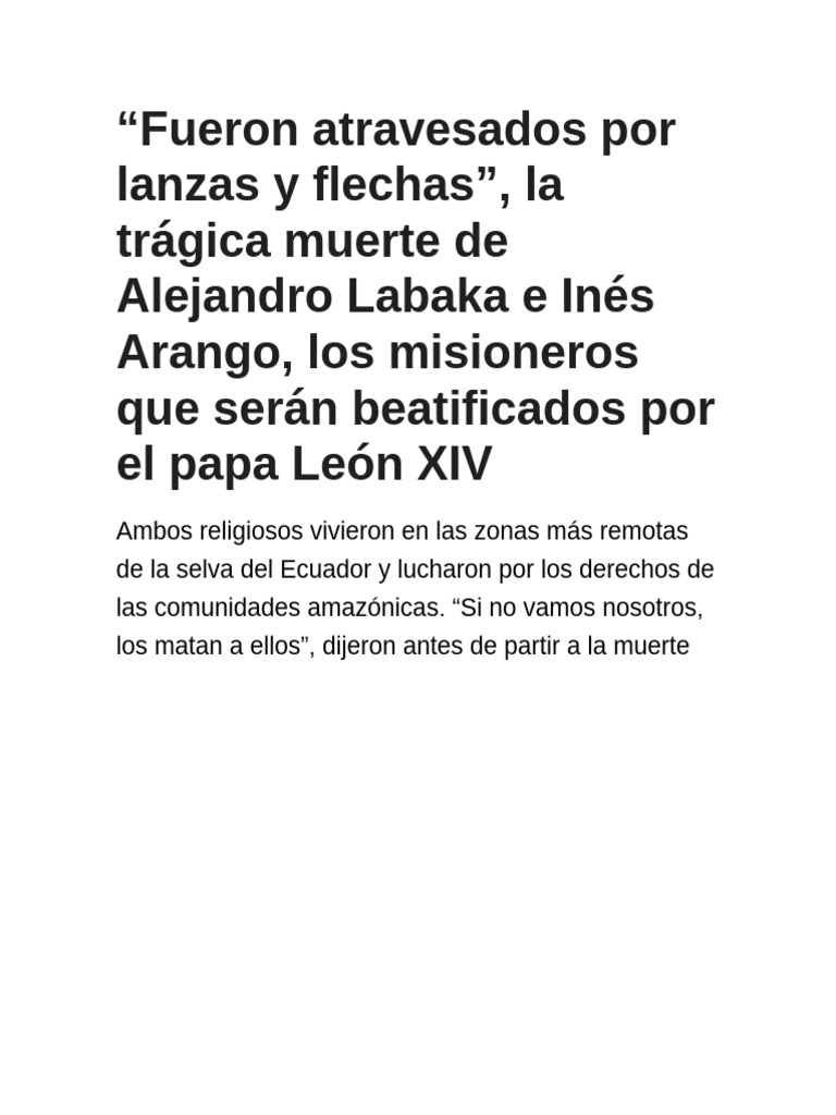 Fueron Atravesados Por Lanzas y Flechas | PDF