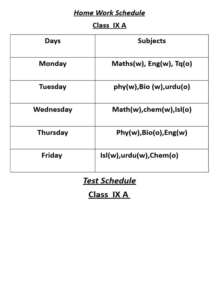 Home Work Schedule 9a.docx 20250417 104157 0000 | PDF