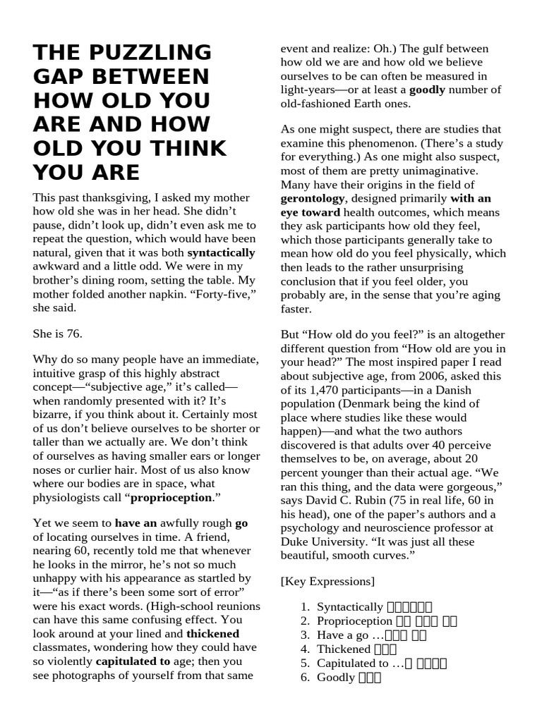 Understanding Subjective Age Perception | PDF | Thought | Feeling