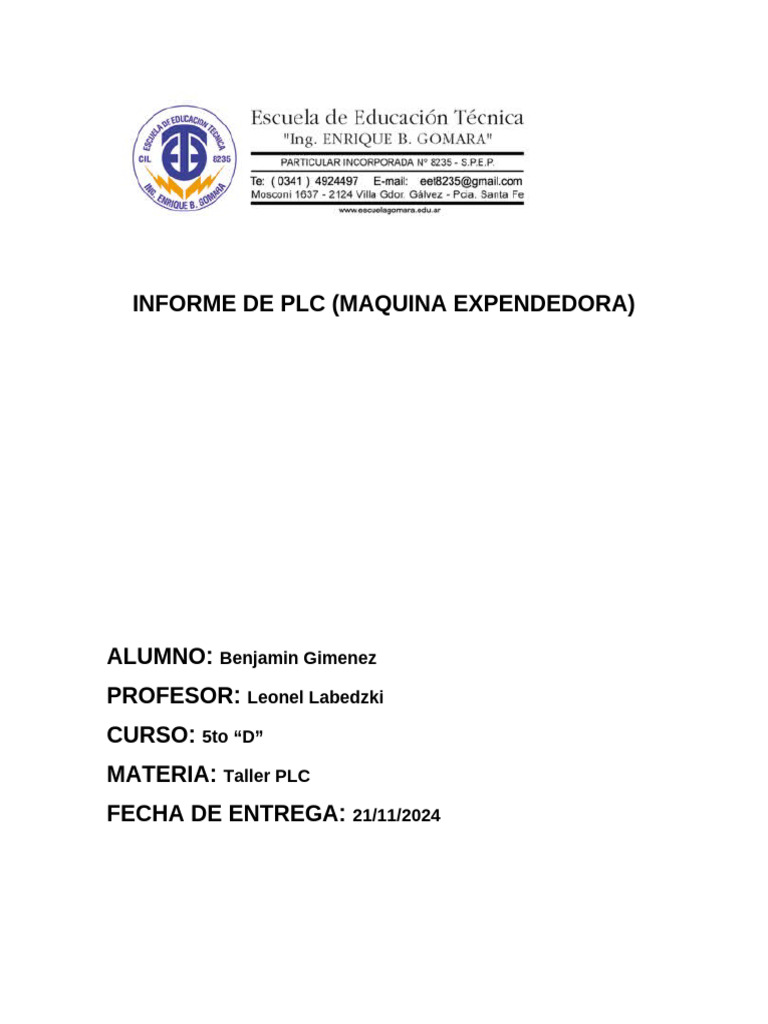 PROYECTO PLC | PDF | Controlador lógico programable | Diseño