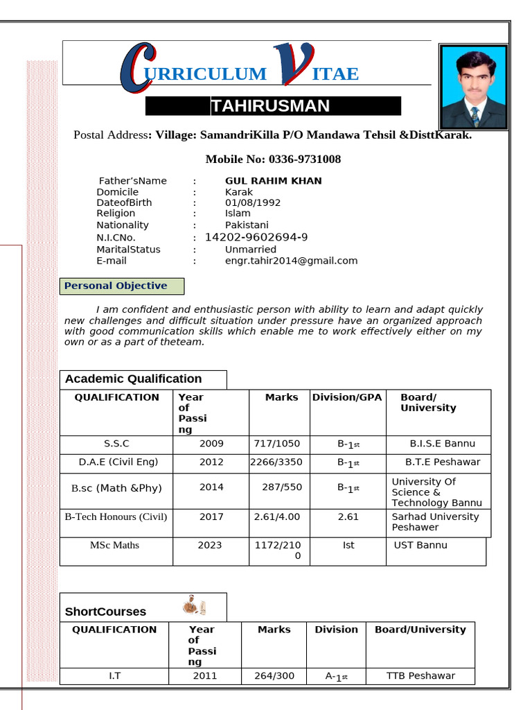 Tahir UsmanKarak New008 CV | PDF