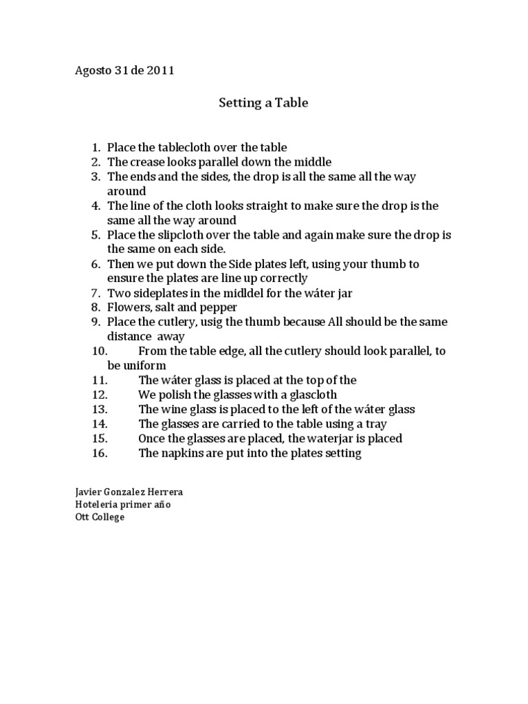 Set The Table | PDF