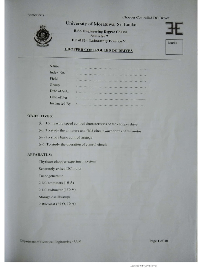 P1 - Chopper Controlled DC Drives | PDF