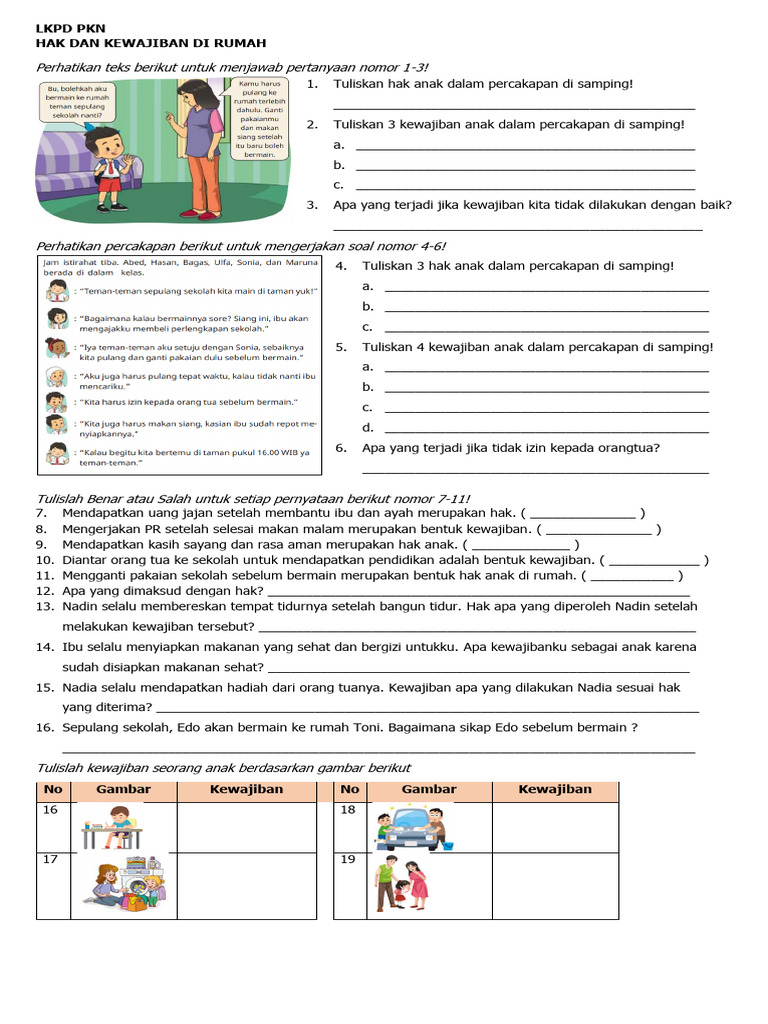 LKPD PKN Hak Dan Kewajiban | PDF