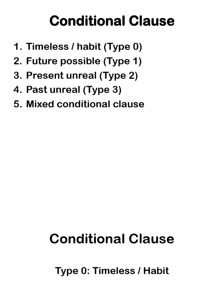 Conditional Clause (Types 1,2,3) | PDF | Verb | Linguistic Morphology