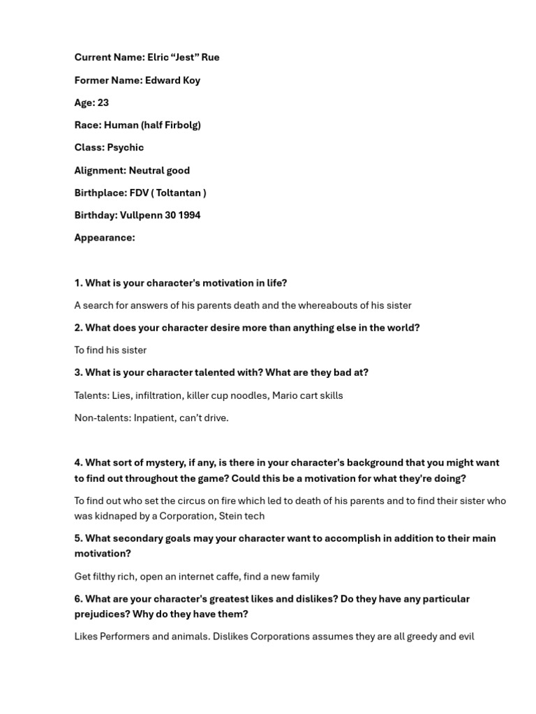 Backstory Modern Pathfinder 2e PDF | PDF | Phobia