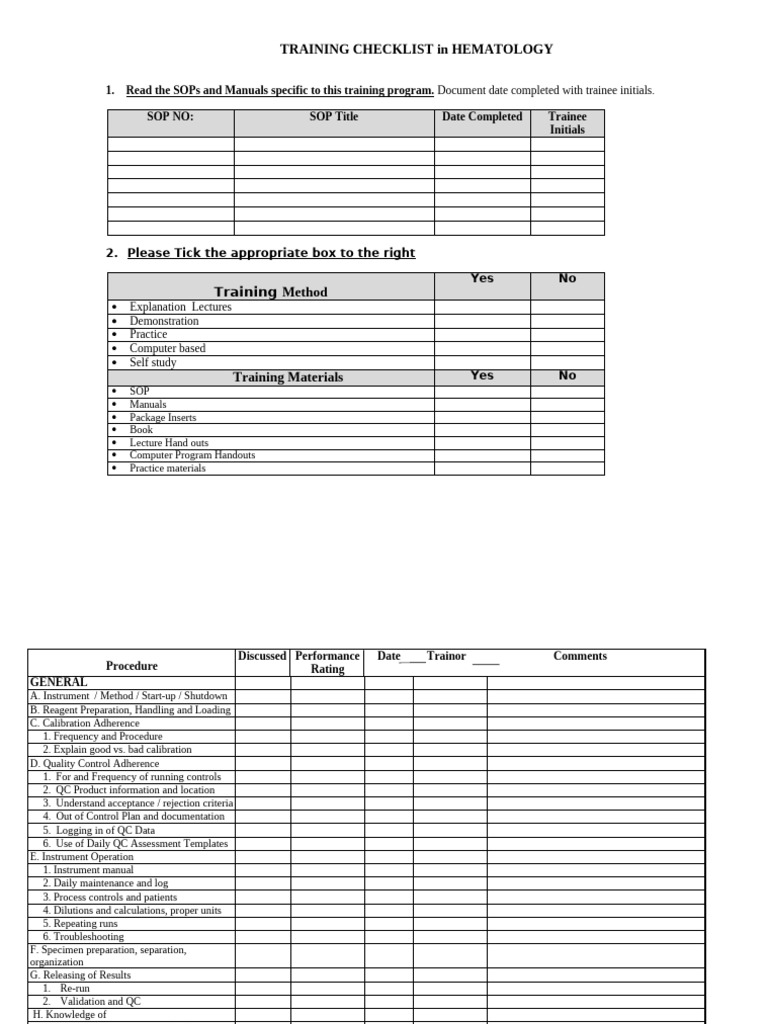Template Hema Training Form | PDF