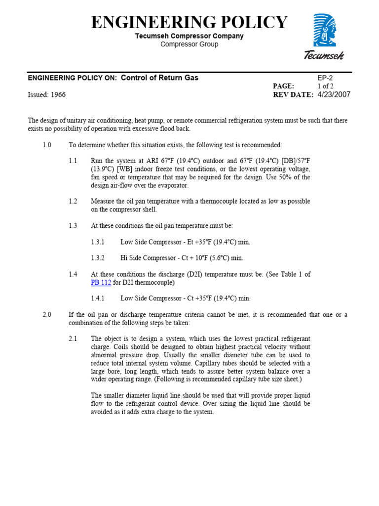 Control of Return Gas - en | PDF | Liquids | Pressure