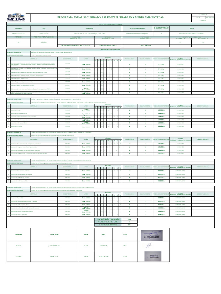 Programa Anual SST y MA 2024 | PDF | Seguridad y salud ocupacional