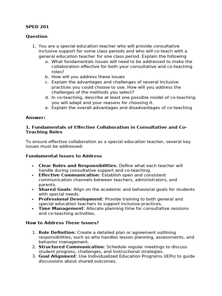 answer key compre SPED 201 | PDF | Special Education | Individualized ...