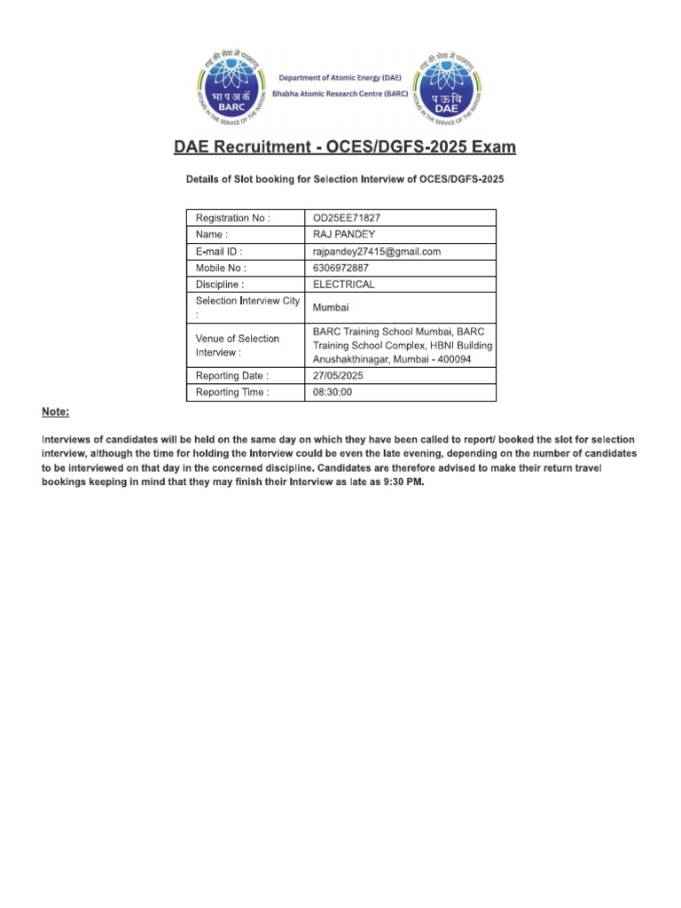 Interview Call Barc | PDF
