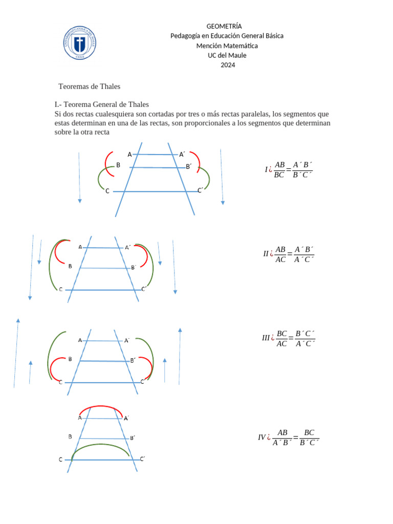 Materia_teoremas_de_Thales[1] | PDF | Triángulo | Geometría euclidiana