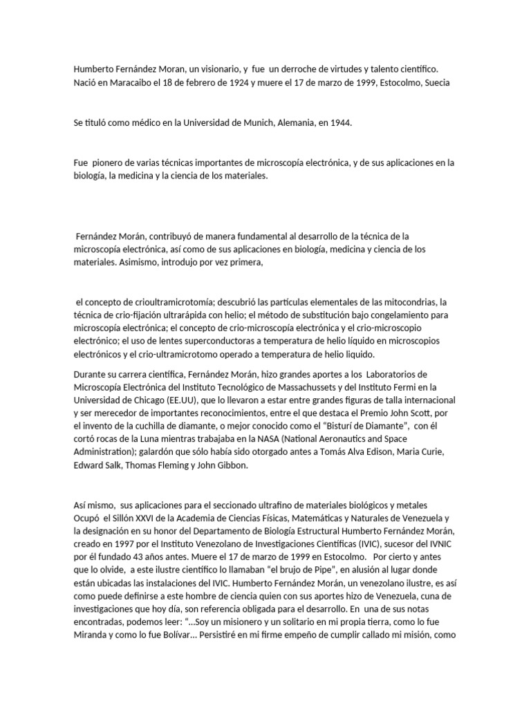 Humberto Fernández Moran | PDF | Ciencias fisicas