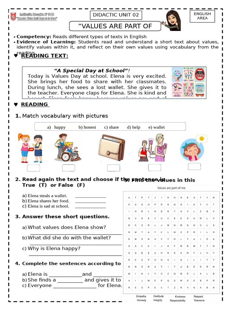 Reading Comprehension on Values | PDF