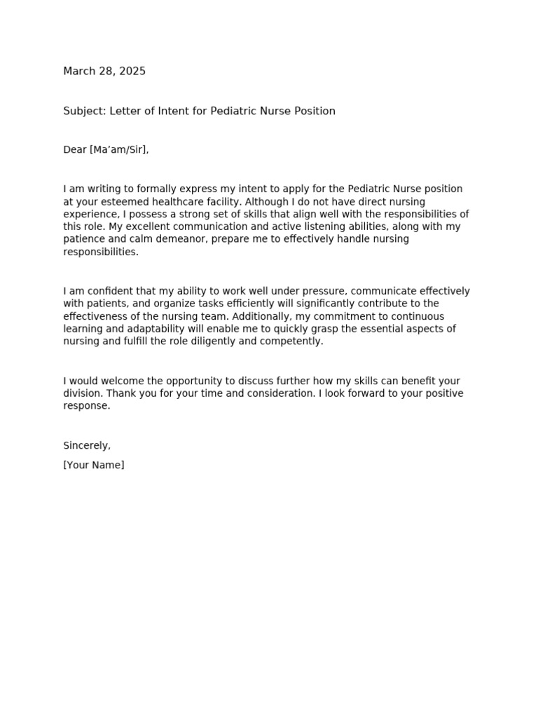Letter of Intent For Procurement Officer | PDF