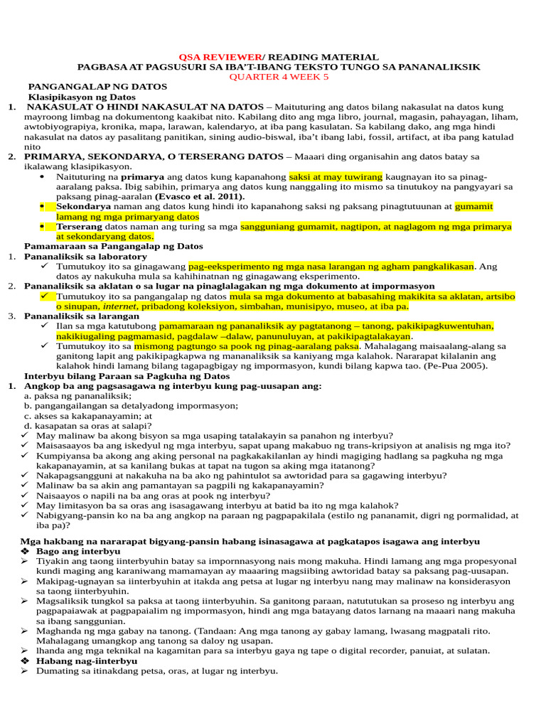 Pagbasa at Pagsusuri | PDF