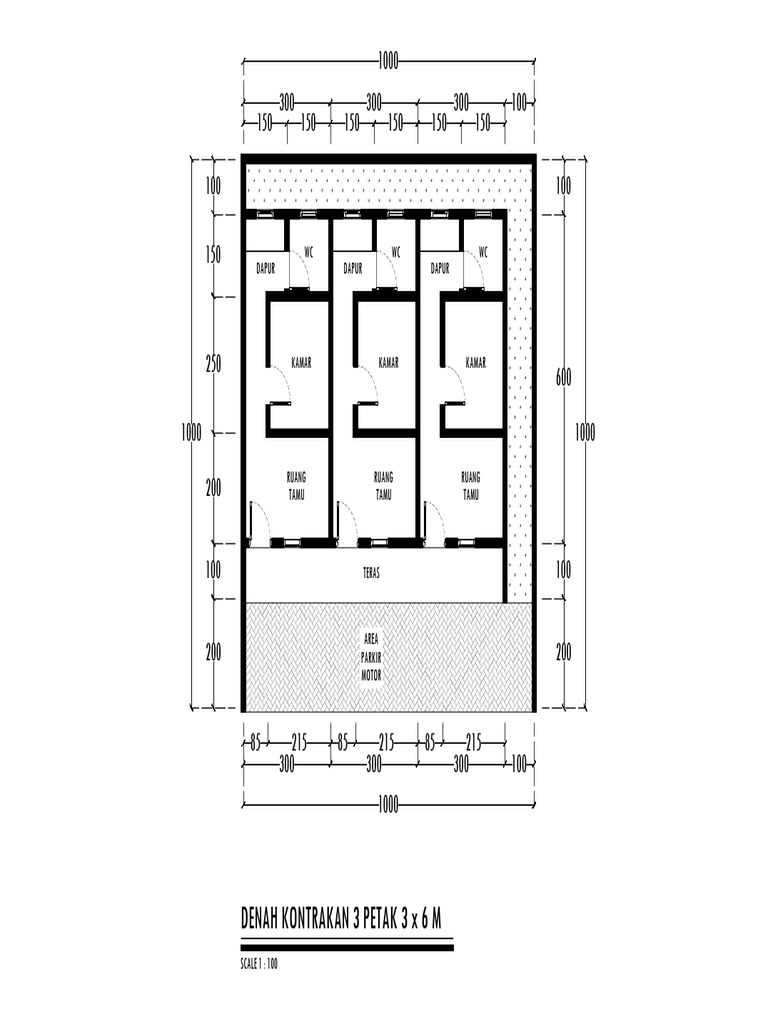 Denah Kontrakan 3 Petak 3x6 Meter | PDF