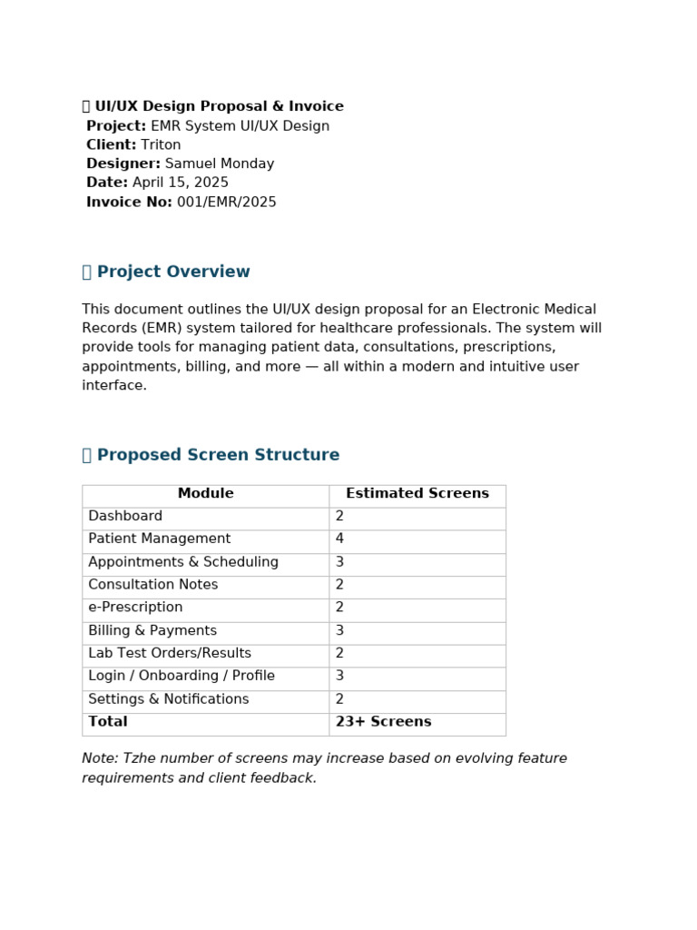 EMR System UI Design Copy | PDF
