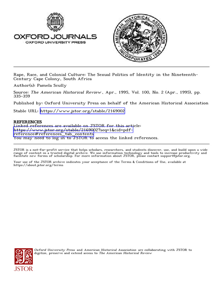Scully RapeRaceColonial 1995 | PDF | Rape | Abolitionism