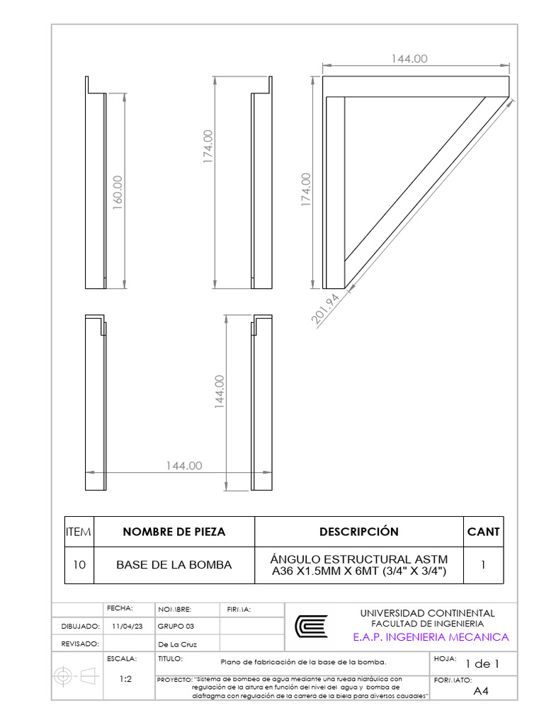 Plano de Base de Bomba Hidráulica | PDF