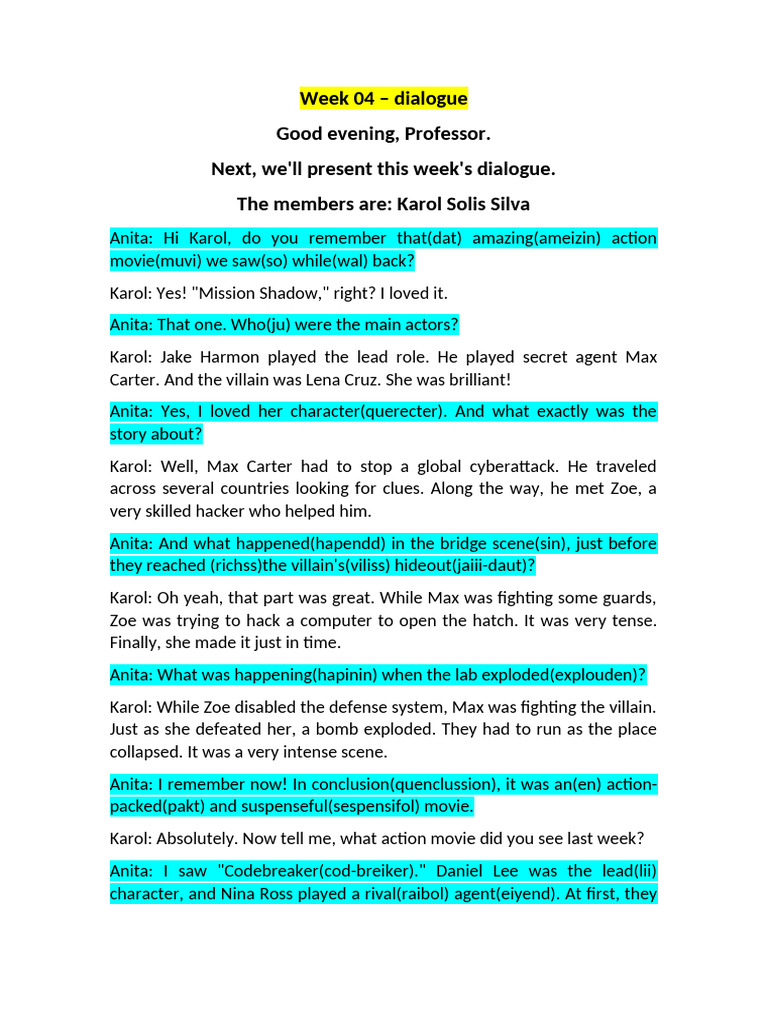 Week 04 - Dialogue | PDF