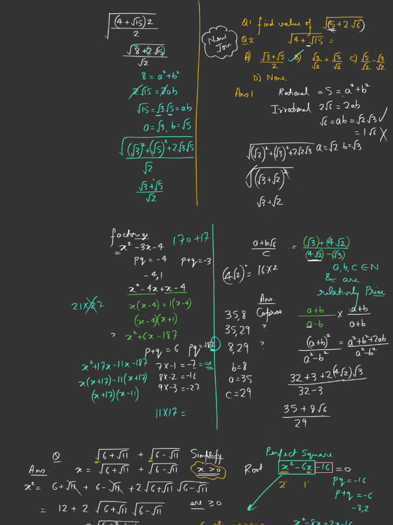 Basic Maths - L-04 (Class Notes) - Surds | PDF