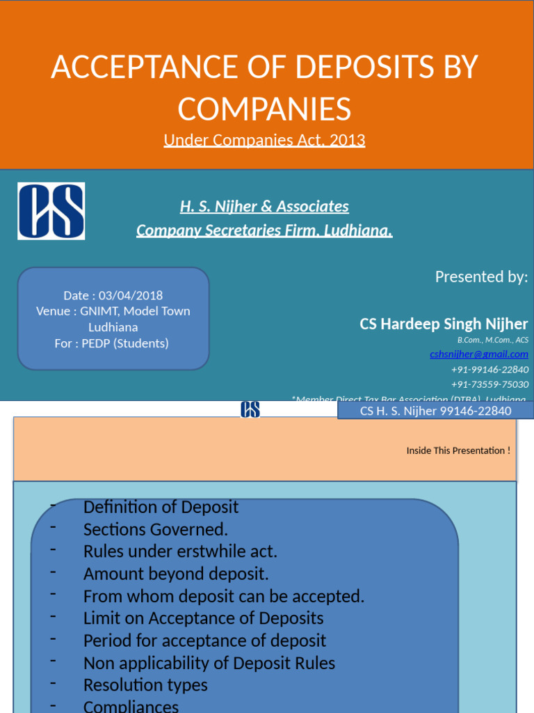 Acceptance of Deposits Company | PDF | Securities (Finance) | Business