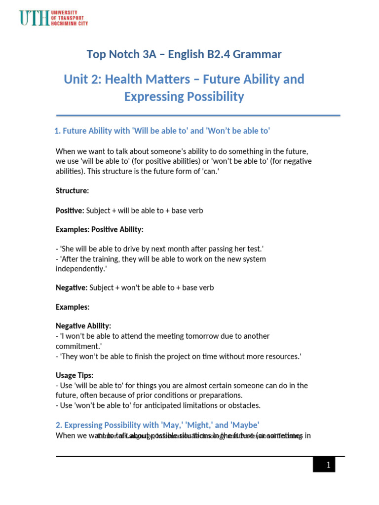 Future Ability and Possibility in English | PDF | Verb | Linguistic ...