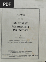 H.J.Eysenck's MPI (Maudsley Personality Inventory) | PDF