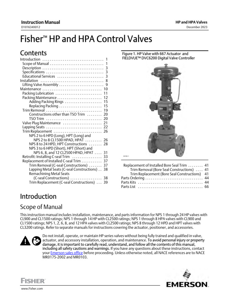 Fisher HP and HPA Control Valves Manual | PDF | Valve | Pipe (Fluid ...