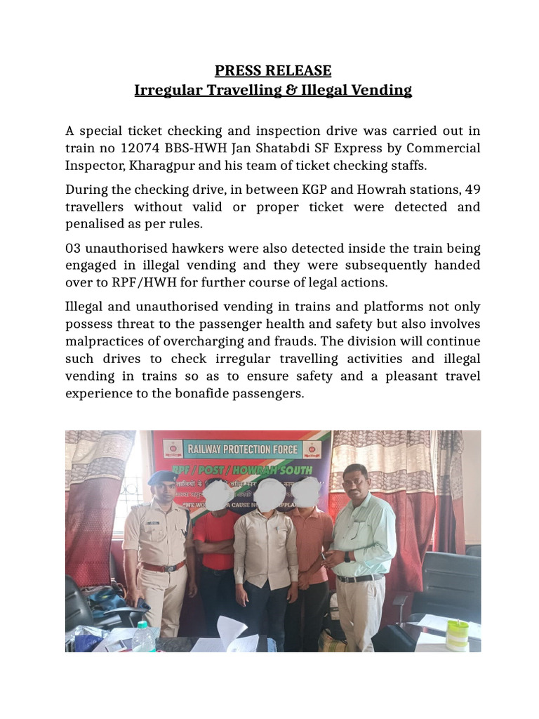 PRESS RELEASE Unauthorised Travelling and Vending | PDF