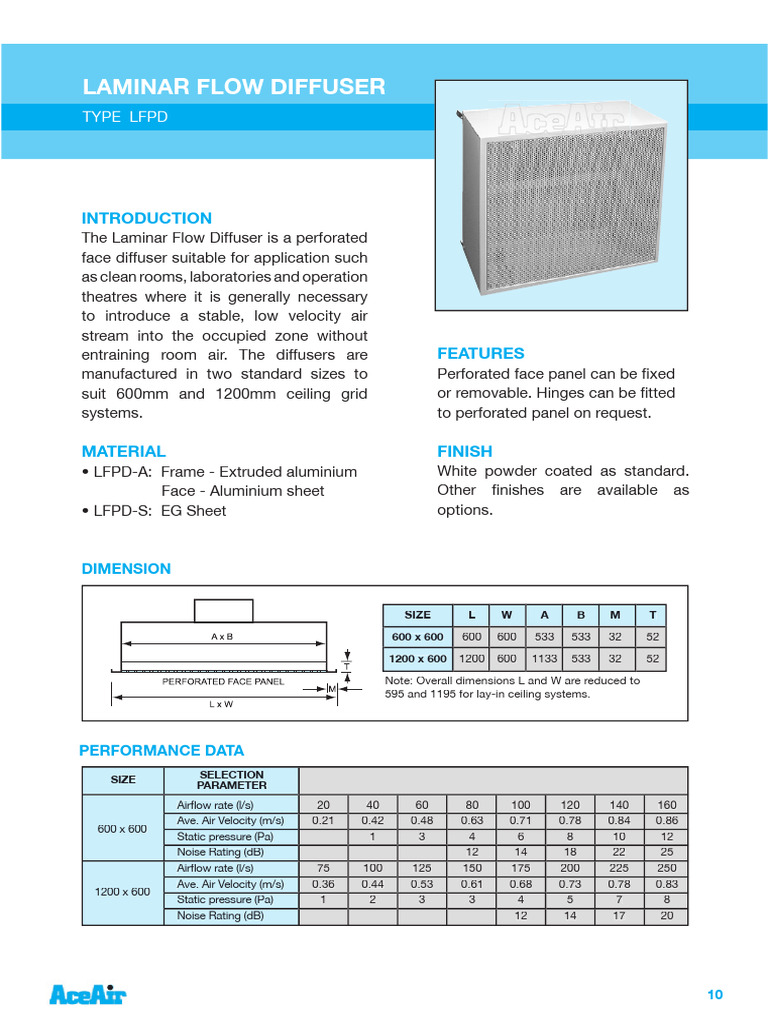 ACE - Perforated Air Grille (Laminar Flow Diffuser) | PDF | Mechanical Engineering | Chemical ...