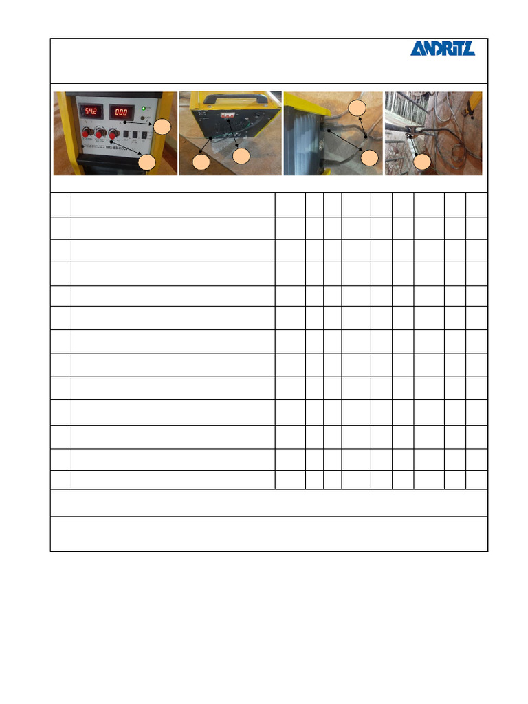 Andritz Checklist Format (ARC WELDING MACHINE) | PDF