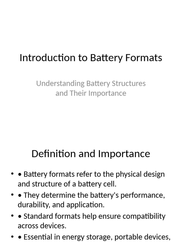 Battery Formats Presentation | PDF