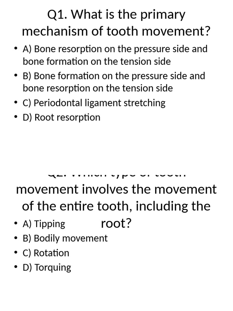 Orthodontic Tooth Movement MCQs | PDF | Bone | Human Tooth