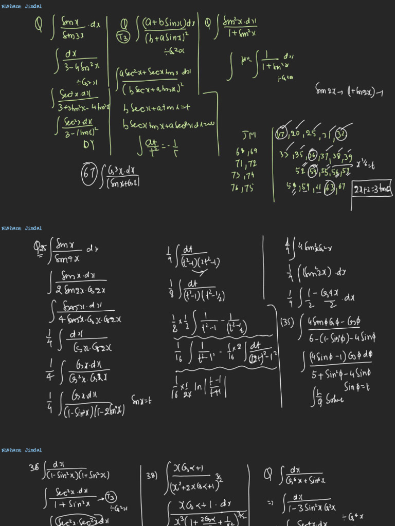 Indefinite Integration | L-11 (Class Notes) NJ_247 | PDF