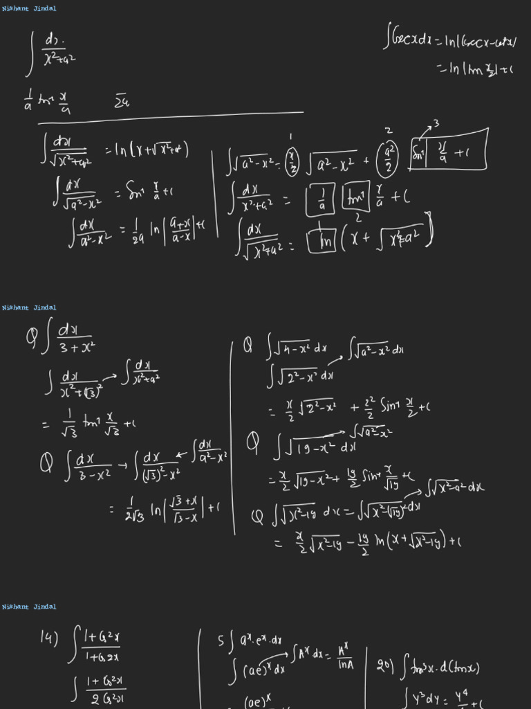 Indefinite Integration - L-02 (Class Notes) NJ - 247 | PDF