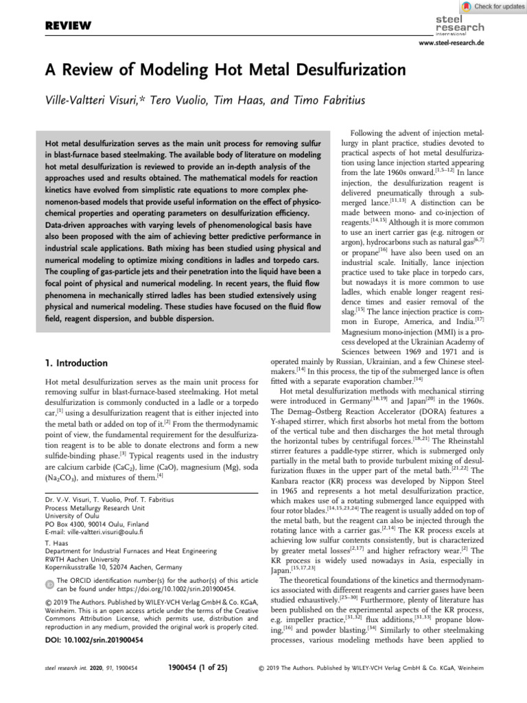Steel Research International - 2019 - Visuri - A Review of Modeling Hot ...