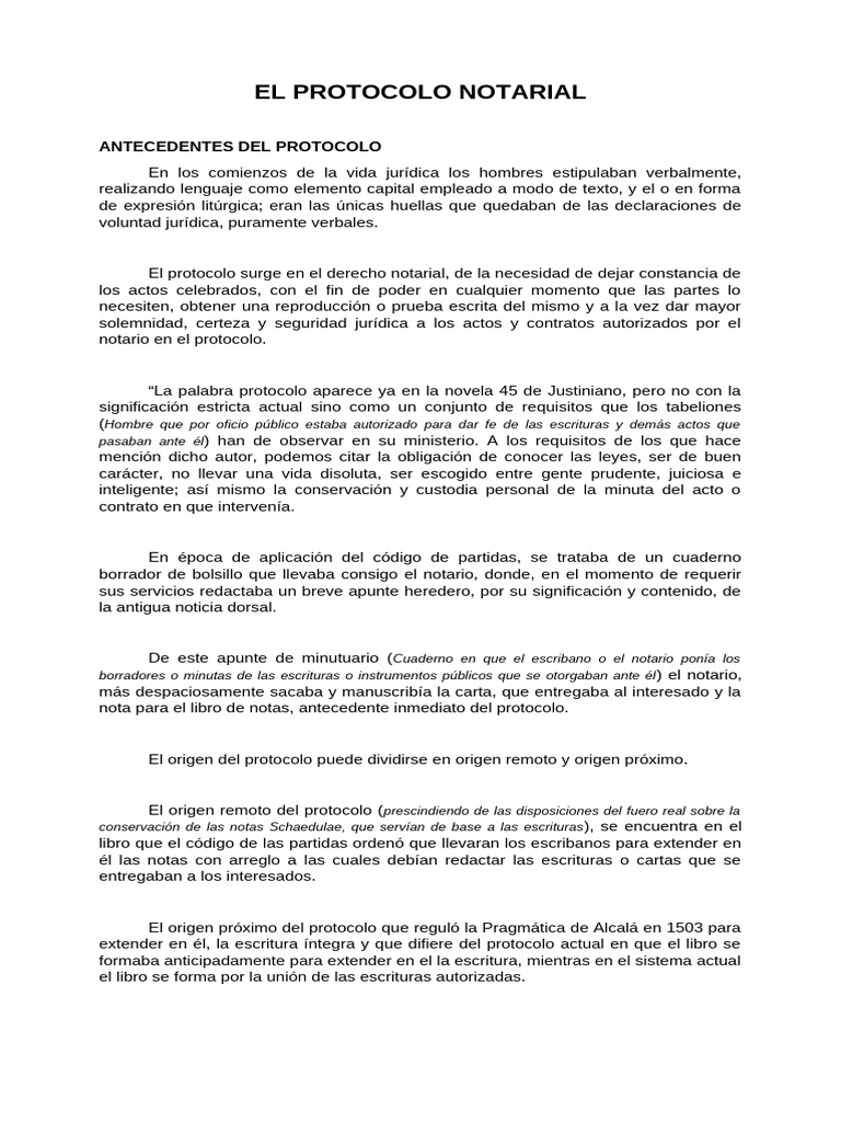 Protocolo Notarial: Definición y Orígenes | PDF | Propiedad | Derecho ...