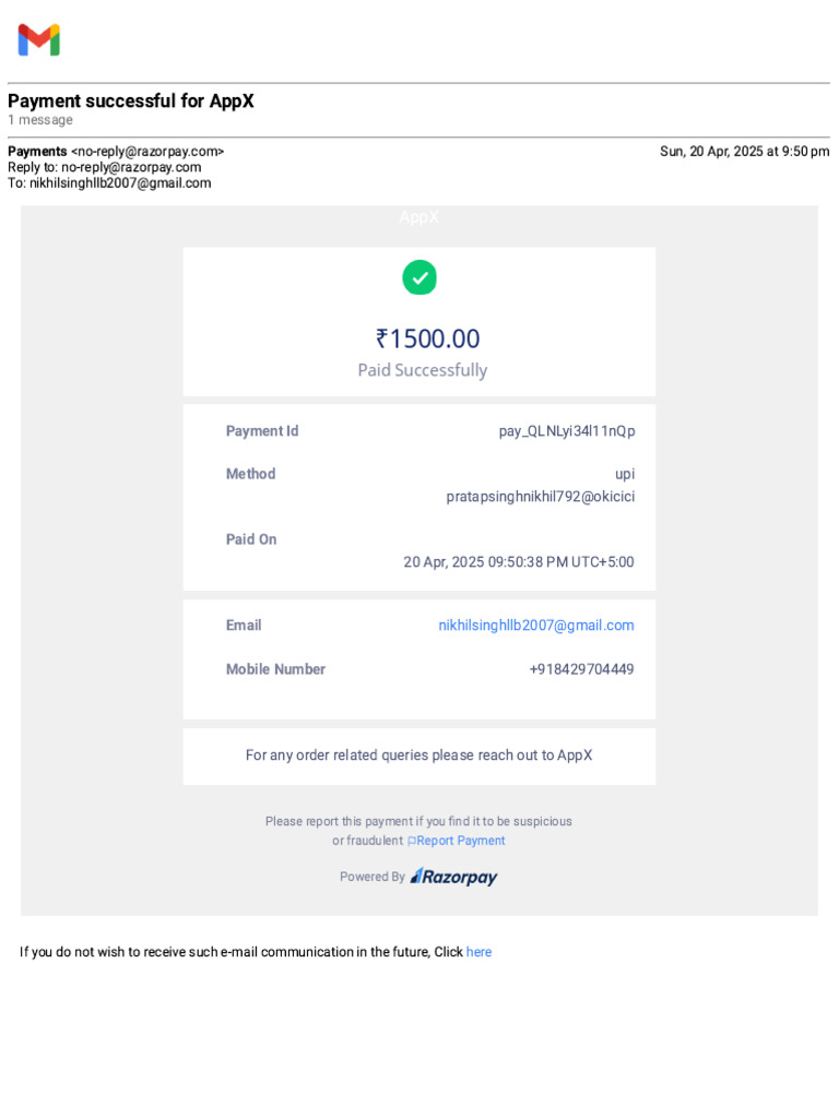 AppX Payment Confirmation Notice | PDF