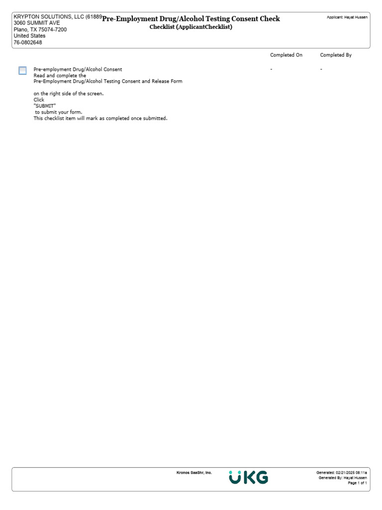 Pre-Employment Drug - Alcohol Testing Consent Checklist-3-2 | PDF