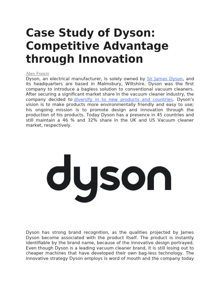 Dyson's Competitive Advantage Through Innovation | PDF | Business ...