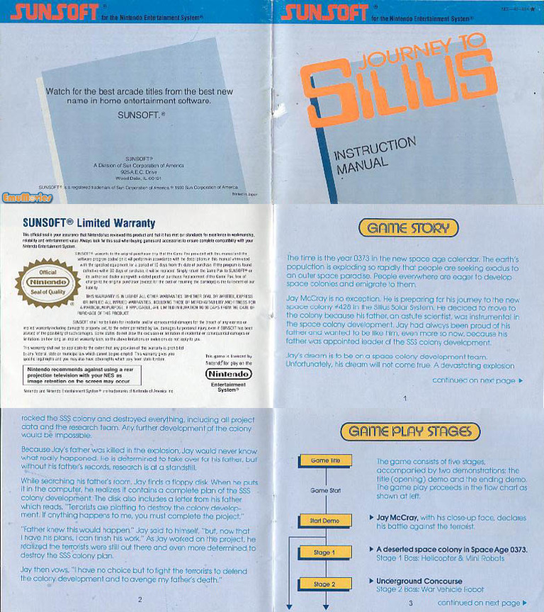 Journey To Silius Game Manual | PDF