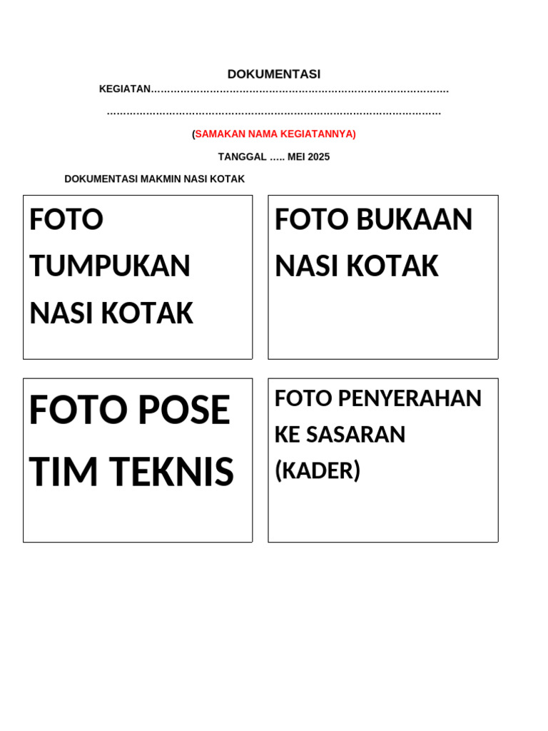 Format Foto Dokumentasi SPJ 2025 | PDF