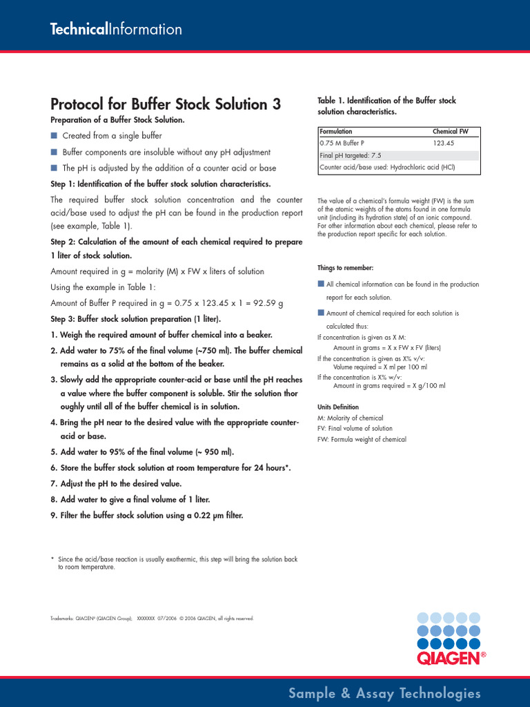 Buffer Stock Solution Protocols Buffer 3 Protocol en | PDF | Buffer Solution | Acid