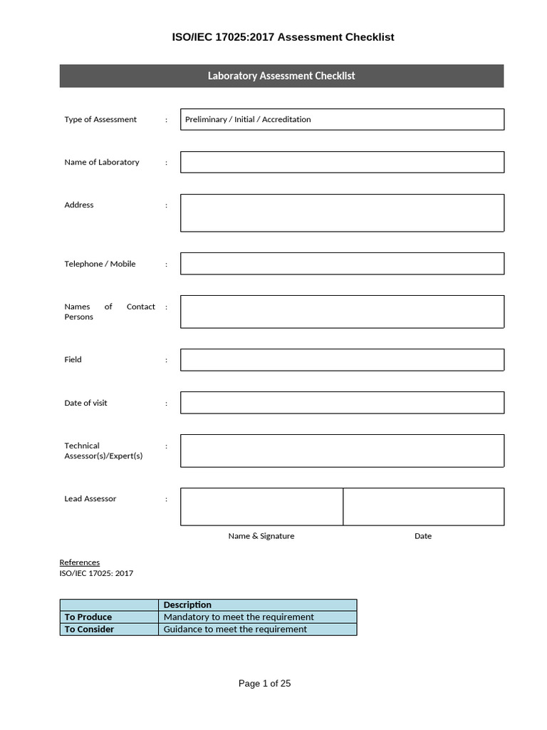 ISO IEC 17025-2017 Checklist | PDF | Calibration | Verification And Validation