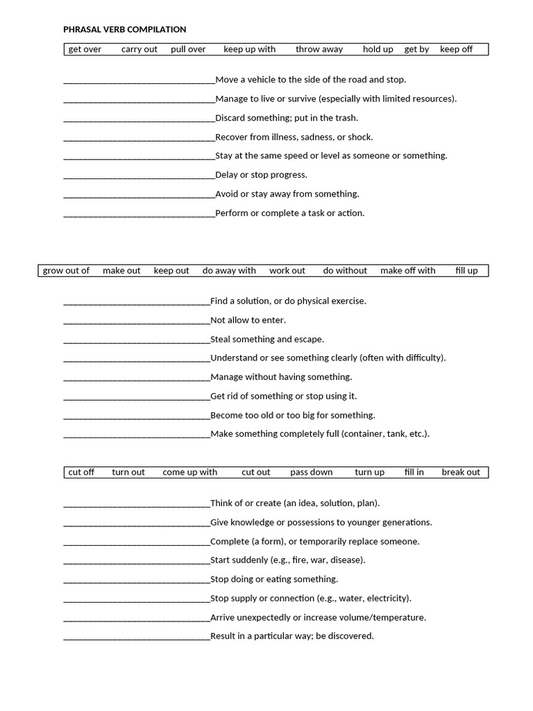 Phrasal Verb Compilation Matching | PDF